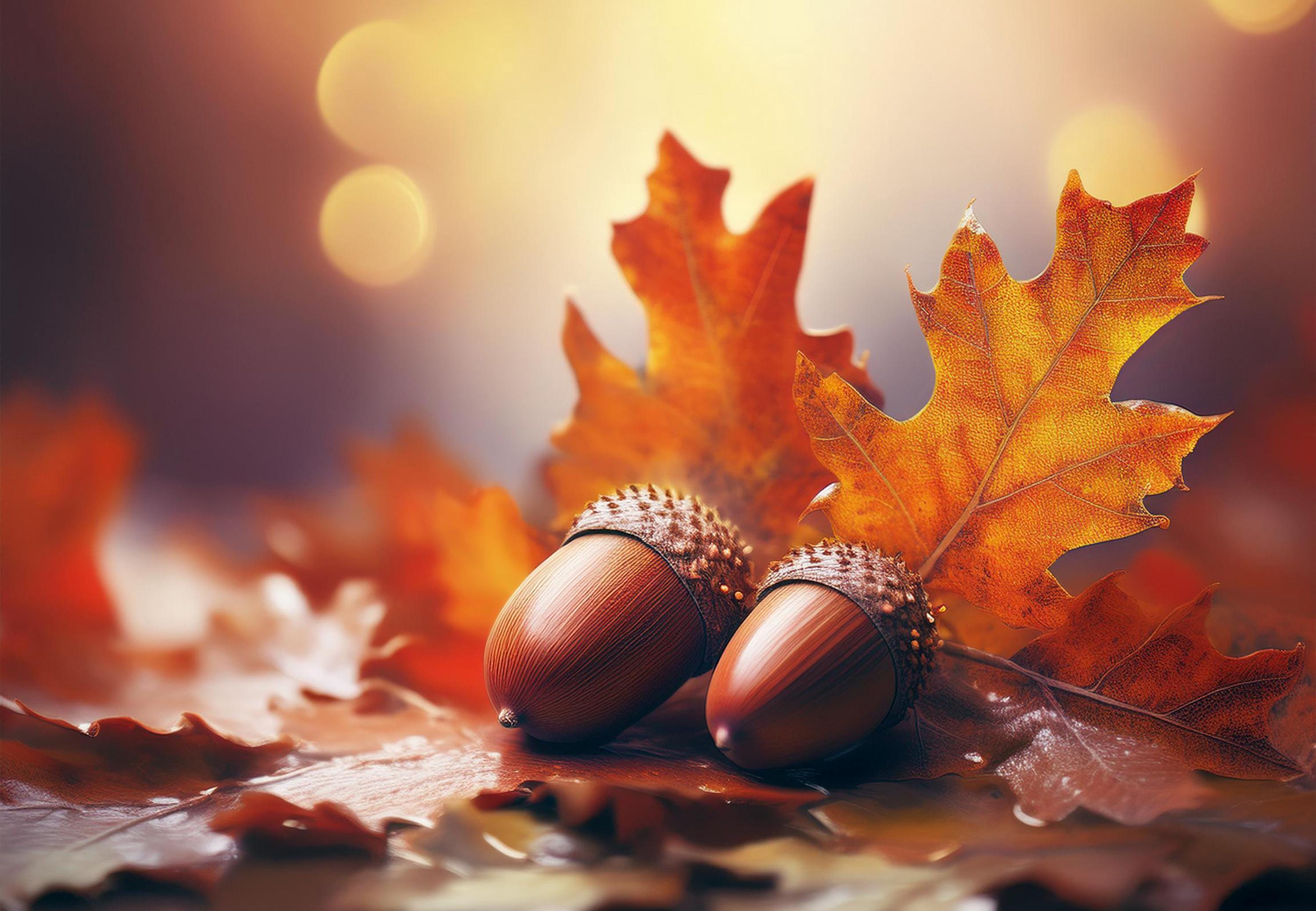 A Taste of Autumn in This A.i. Photo of Acorns and Fall Leaves - Etsy