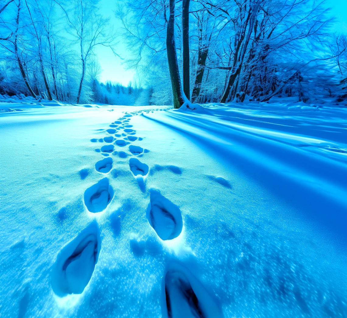 Beautiful Winter Landscape of Footprints in the Snow Will Make a Great ...