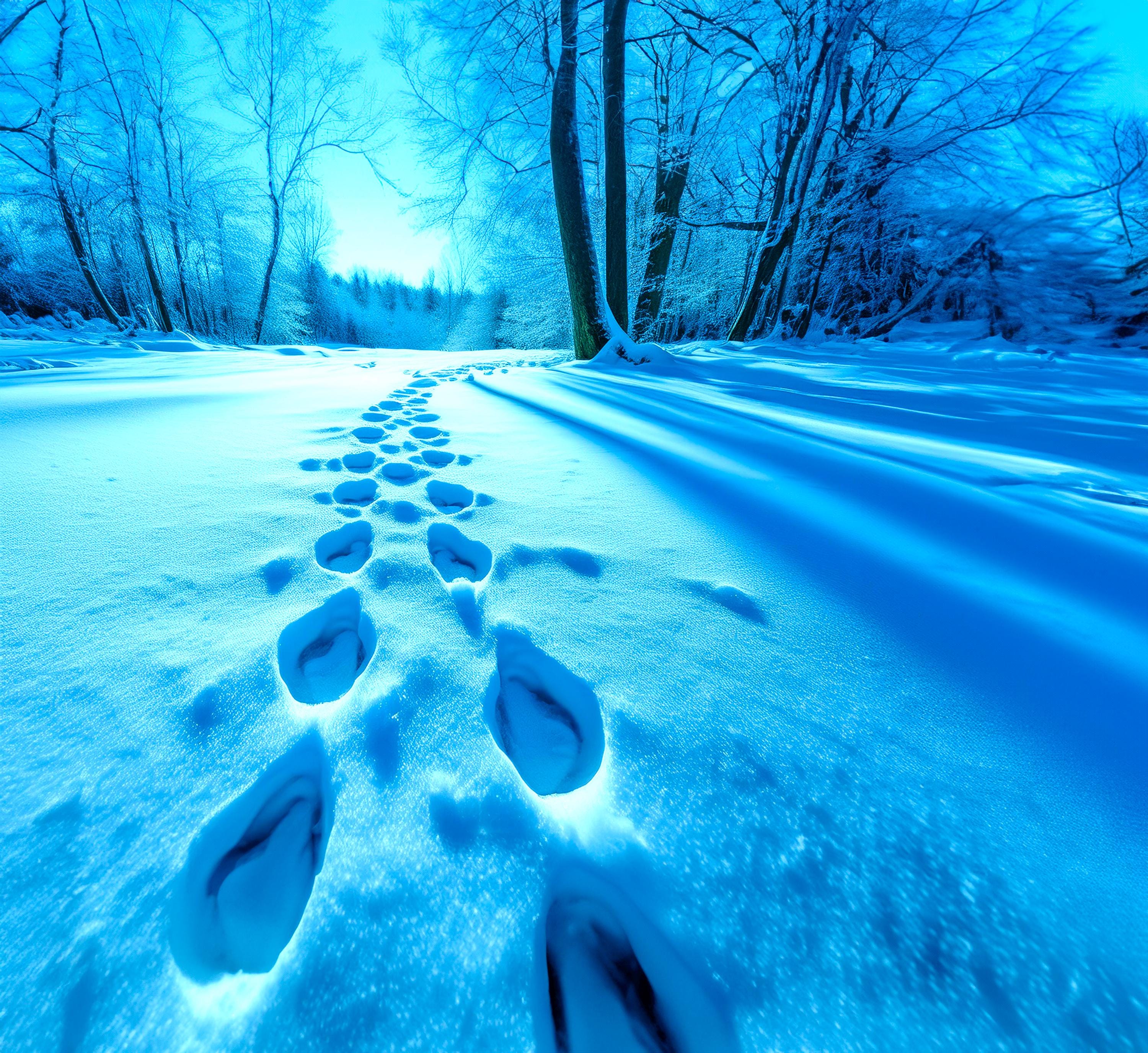 Beautiful Winter Landscape of Footprints in the Snow Will Make a Great ...