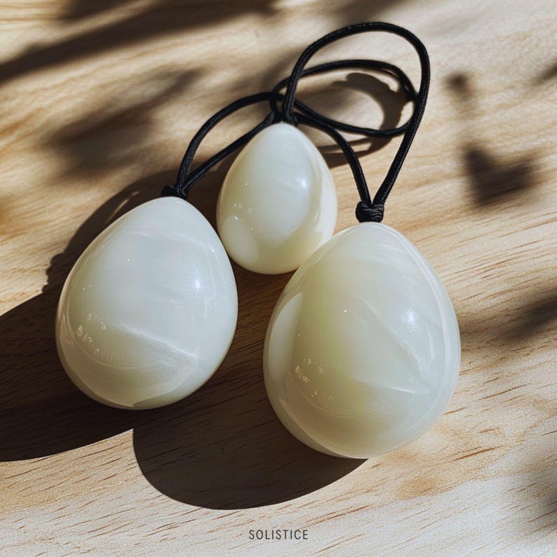 Opalite Yoni Egg Set – 3 Piece Drilled Yoni Eggs Natural Healing ...