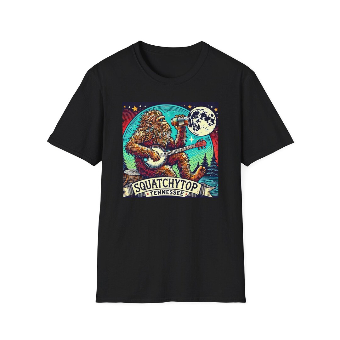 Bigfoot Banjo T-shirt - Squatchytop Tennessee Tee - Funny Sasquatch ...