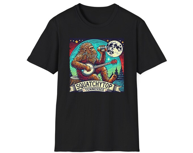 Sasquatch Banjo T-shirt Bigfoot Bluegrass Tee Cryptid Music Shirt Gift ...