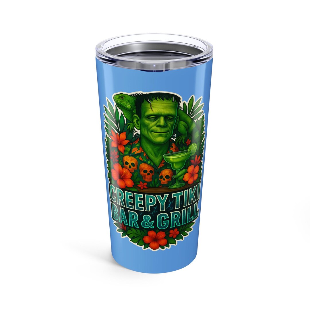 Frankenstein Creepy Tiki Bar and Grill Tumbler, 20 Oz Stainless Steel ...