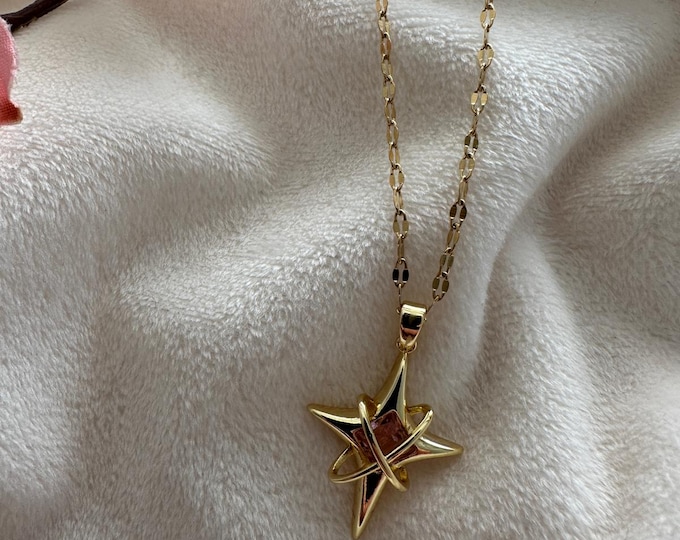 Gold Star Pendant Necklace, Stainless Steel Northern Star Design ...