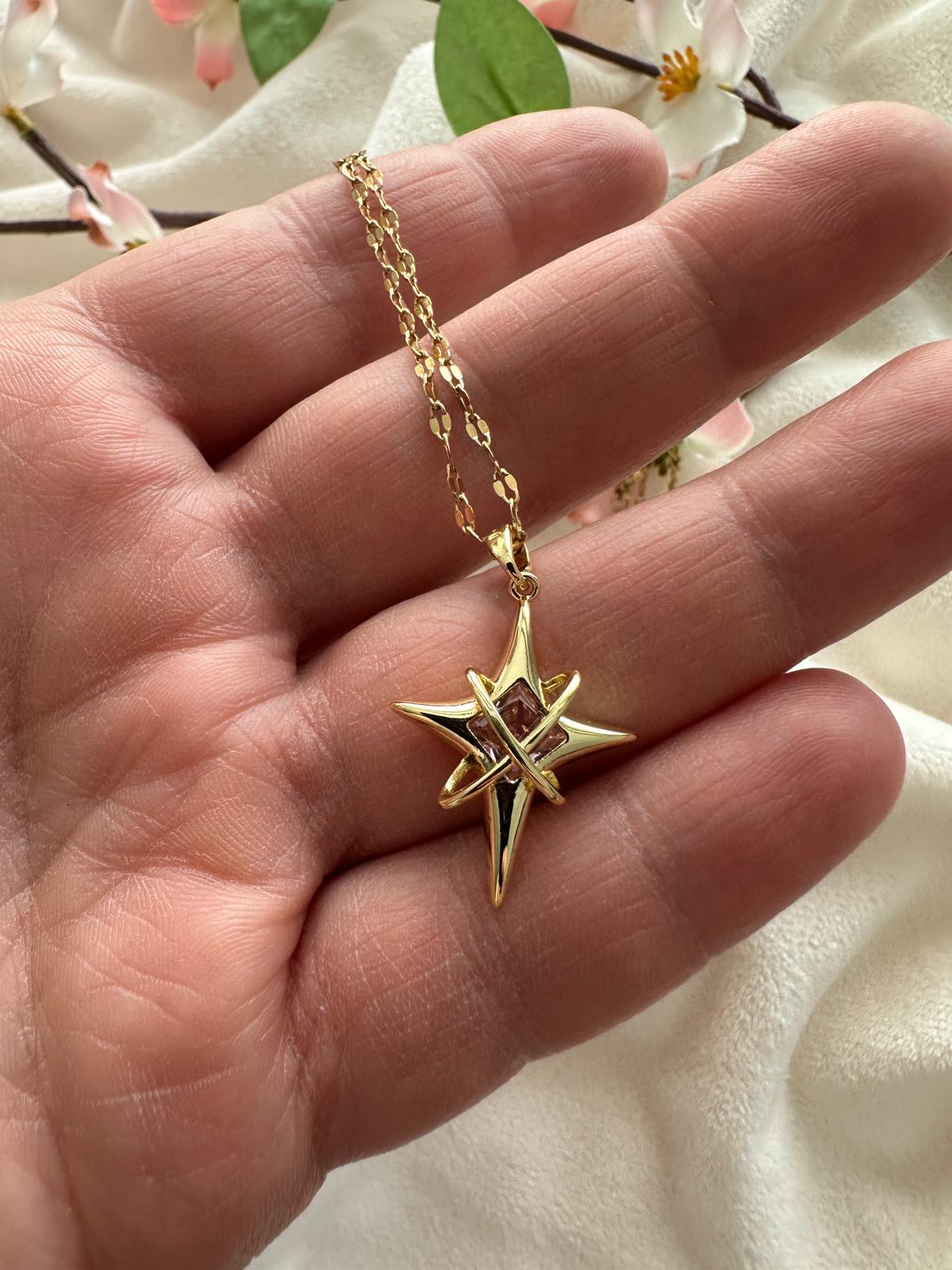 Gold Star Pendant Necklace, Stainless Steel Northern Star Design ...