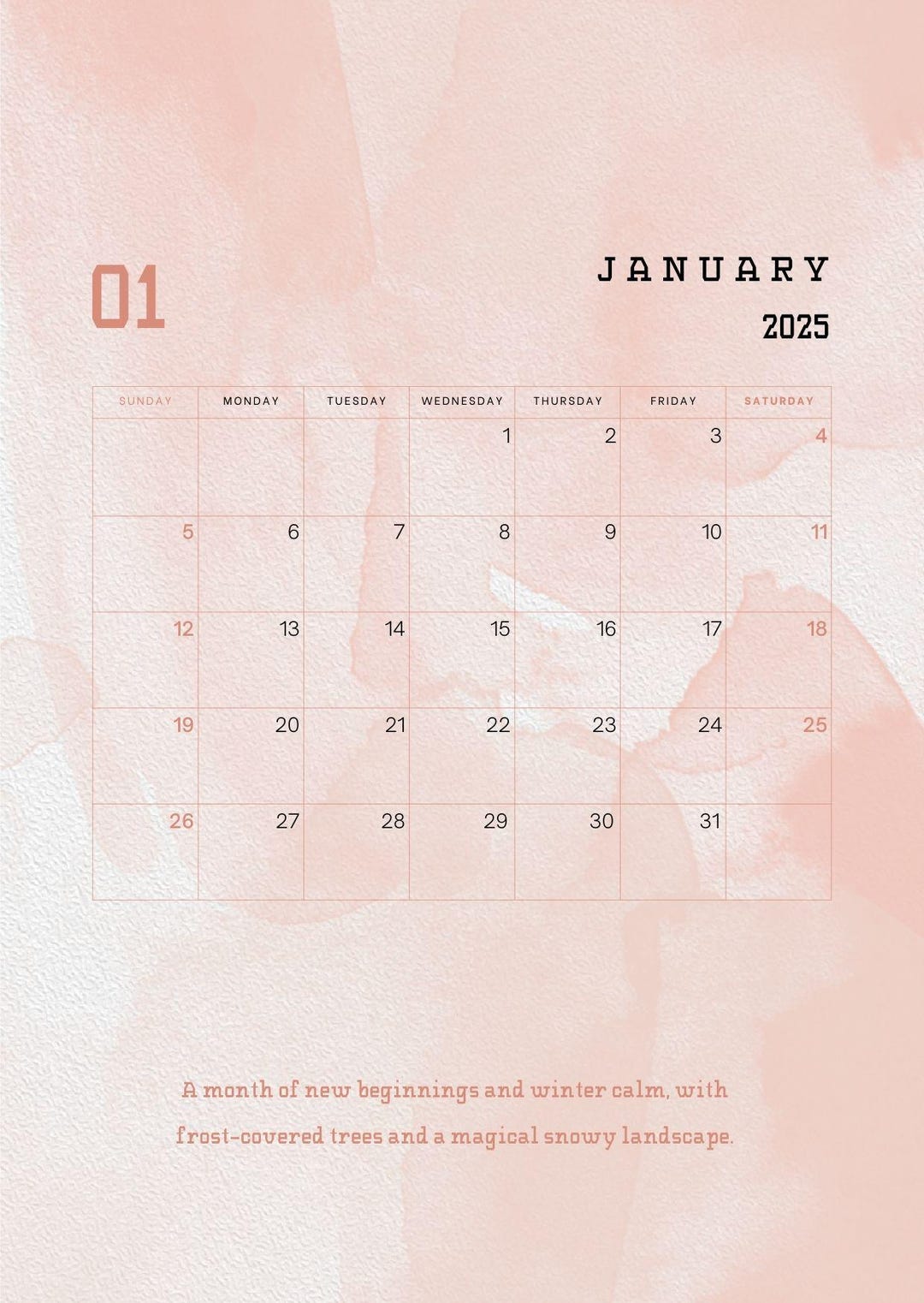 Mini Calendar 2025 Year Elegant Design Minimalism Digital File in PDF ...