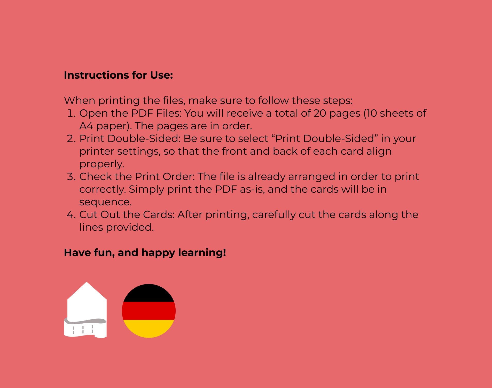 German Verb Flashcards With Prefixes, 78 Cards, Printable - Etsy