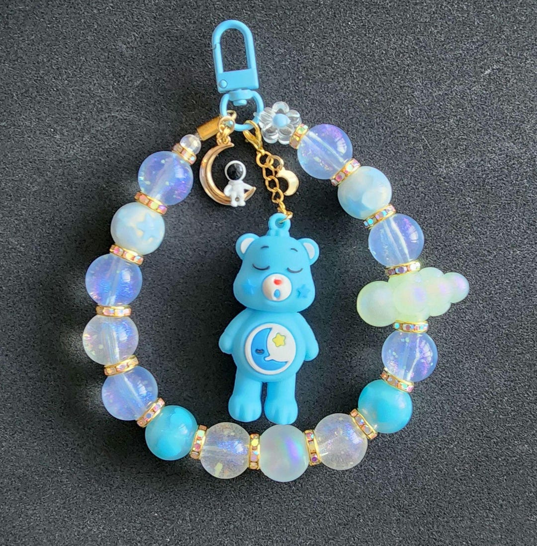 Care Bears Bedtime Bear gold Keychain, Phone Charm, Bag Charm, Purse ...