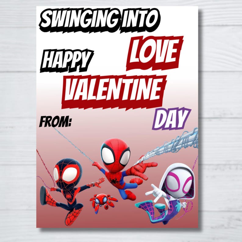 Spidey and His Amazing Friends Valentines Card, Printable Spiderman ...
