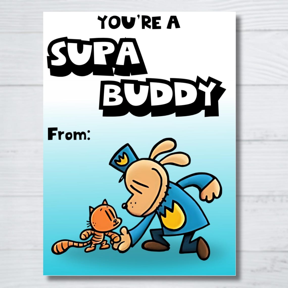 Dog Man Theme Valentine's Cards, Printable Dog Man Valentine Cards ...