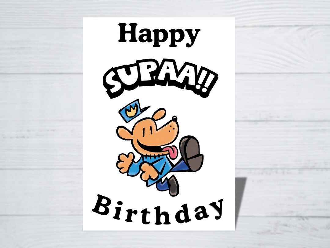 Dog Man Theme Birthday Card, PRINTABLE Dog Man Birthday Card ...