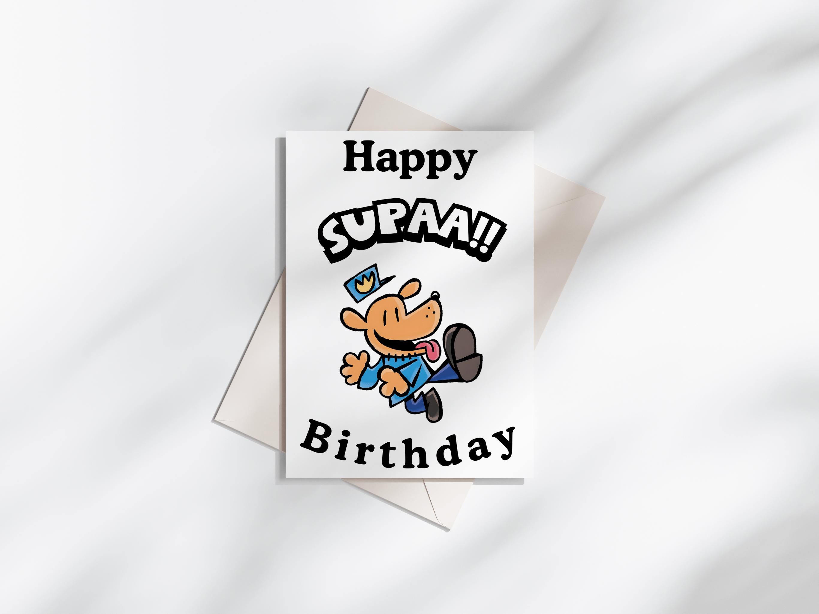 Dog Man Theme Birthday Card, PRINTABLE Dog Man Birthday Card ...