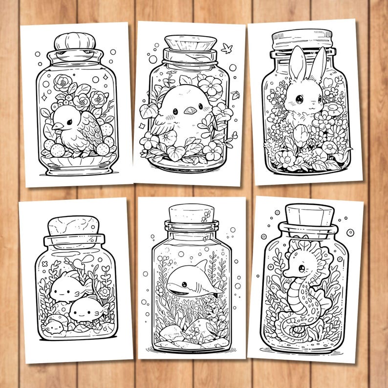 Animals in Jars Coloring Pages - Beautiful Life in Jar Coloring Sheets ...