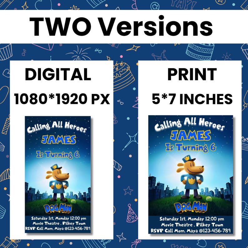 Editable Dog Man Movie Ticket Birthday Invitation, Dog-themed Movie ...