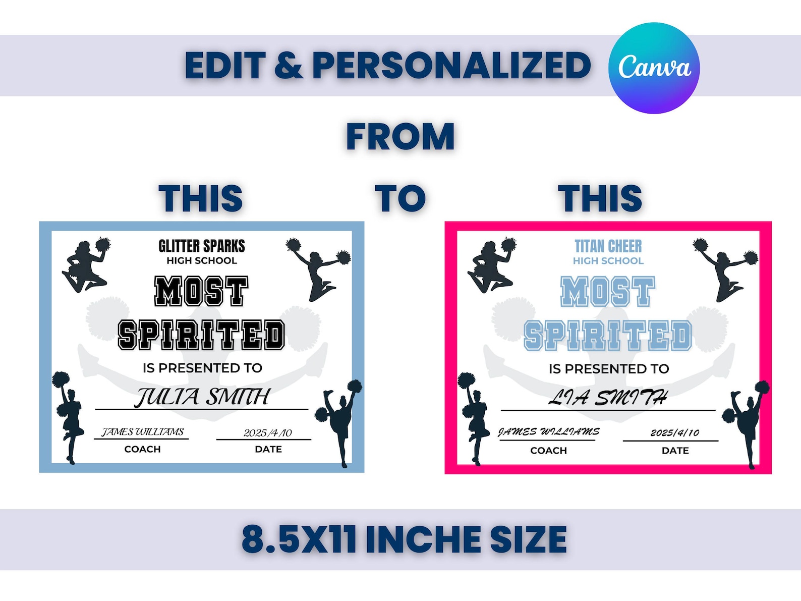 Editable Cheerleading Award Certificates - Cheerleader Ceremony Awards ...