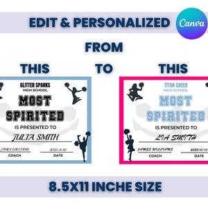 Editable Cheerleading Award Certificates - Cheerleader Ceremony Awards ...