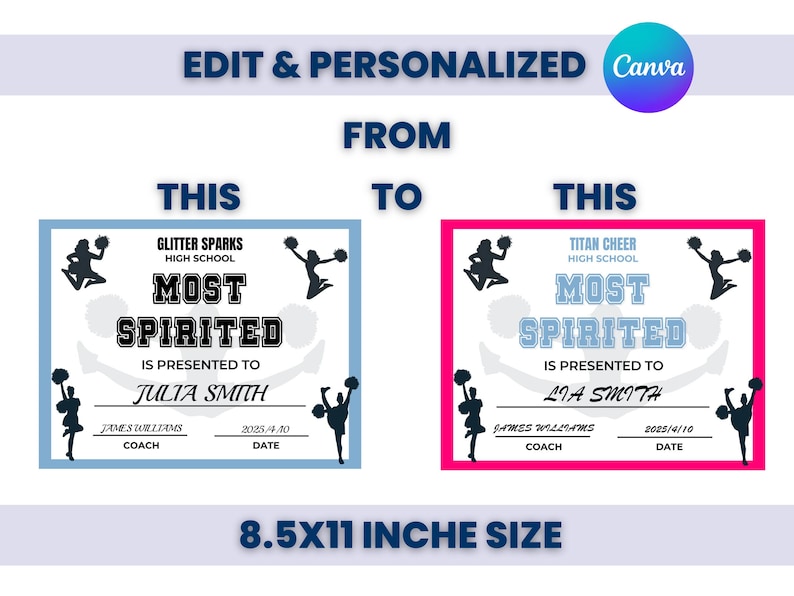 Editable Cheerleading Award Certificates - Cheerleader Ceremony Awards ...
