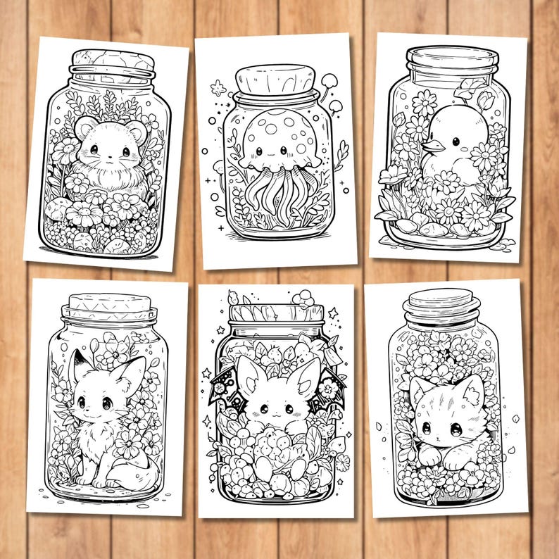 Animals in Jars Coloring Pages - Beautiful Life in Jar Coloring Sheets ...