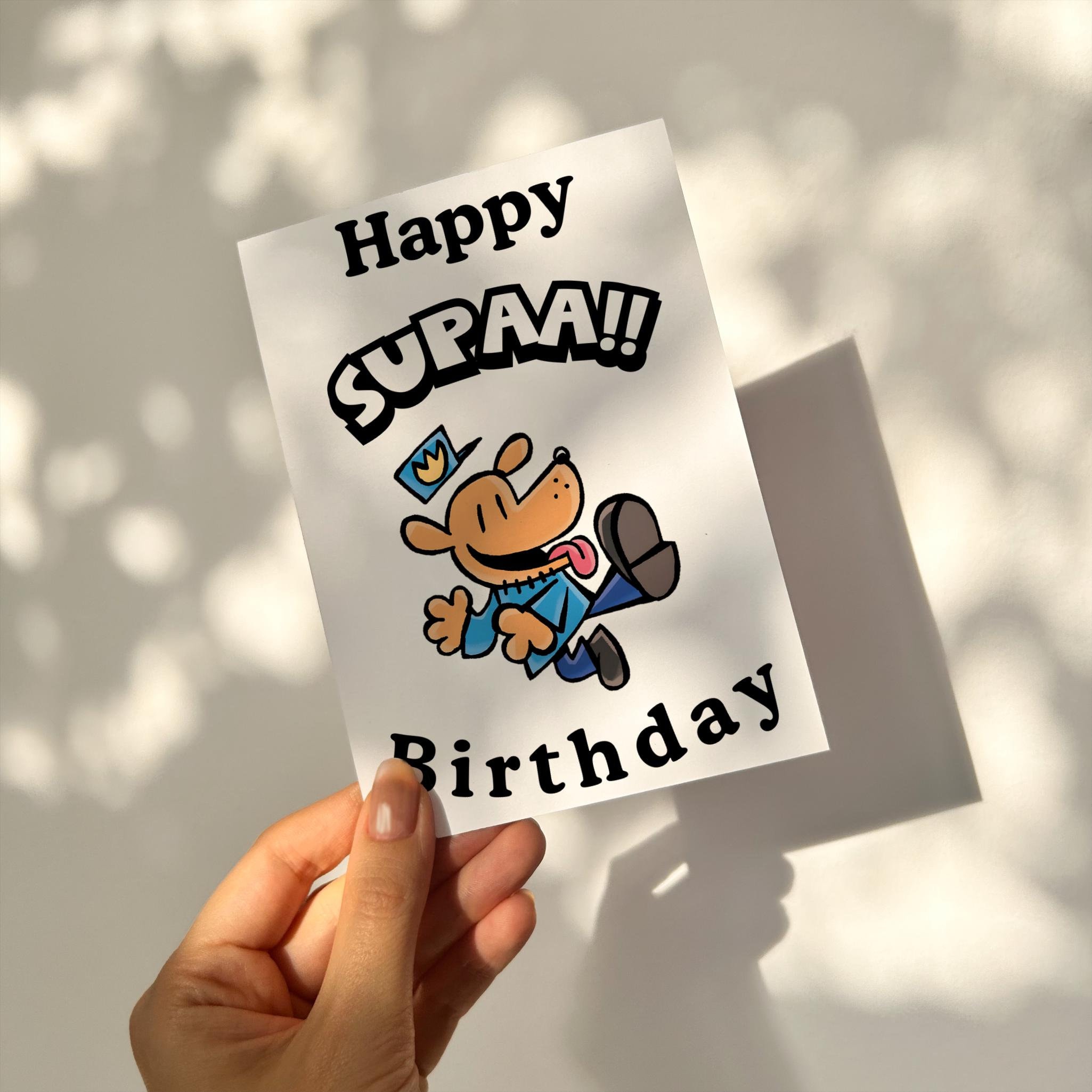 Dog Man Theme Birthday Card, PRINTABLE Dog Man Birthday Card ...