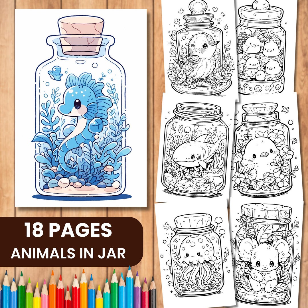 Animals in Jars Coloring Pages - Beautiful Life in Jar Coloring Sheets ...