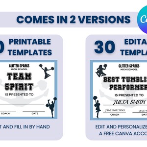 Editable Cheerleading Award Certificates: Cheer Team Ceremony (canva ...