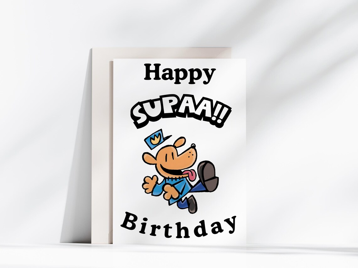 Dog Man Theme Birthday Card, PRINTABLE Dog Man Birthday Card ...