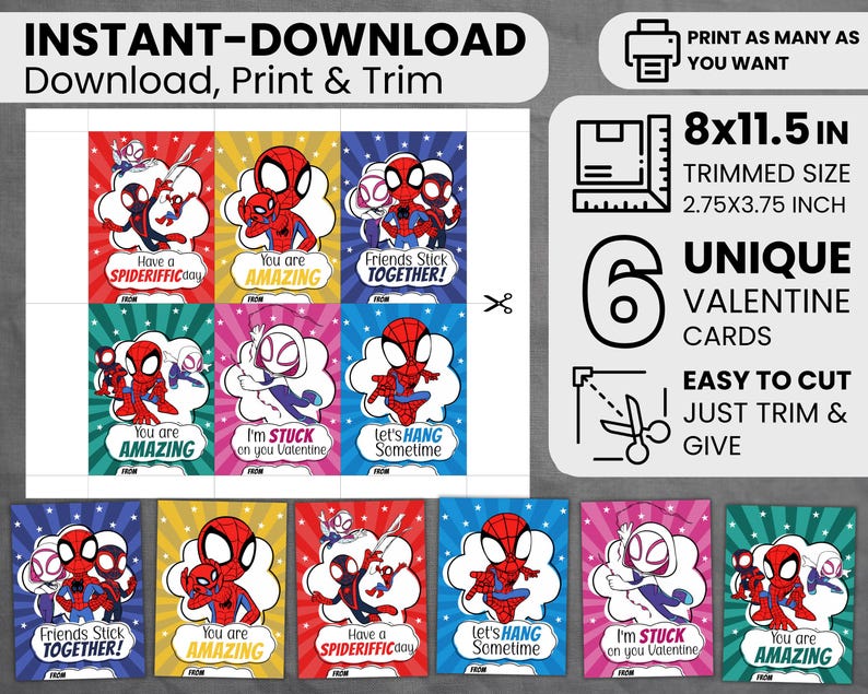 Spidey Valentine Cards, Spidey and His Friends Classroom Valentines ...