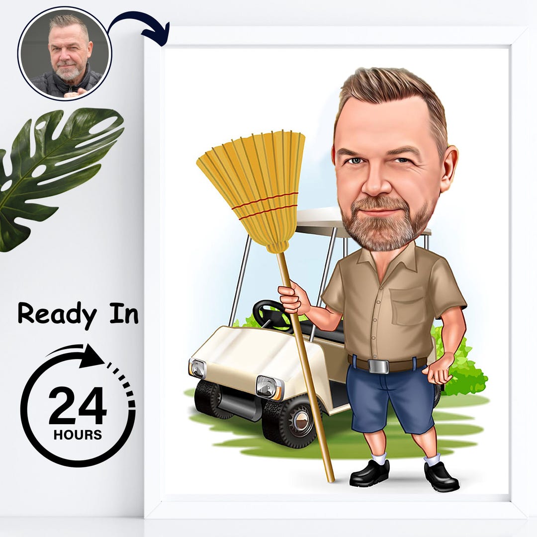 Golf Greenskeeper Cartoon From Photo | Golf Course Groundskeeper ...