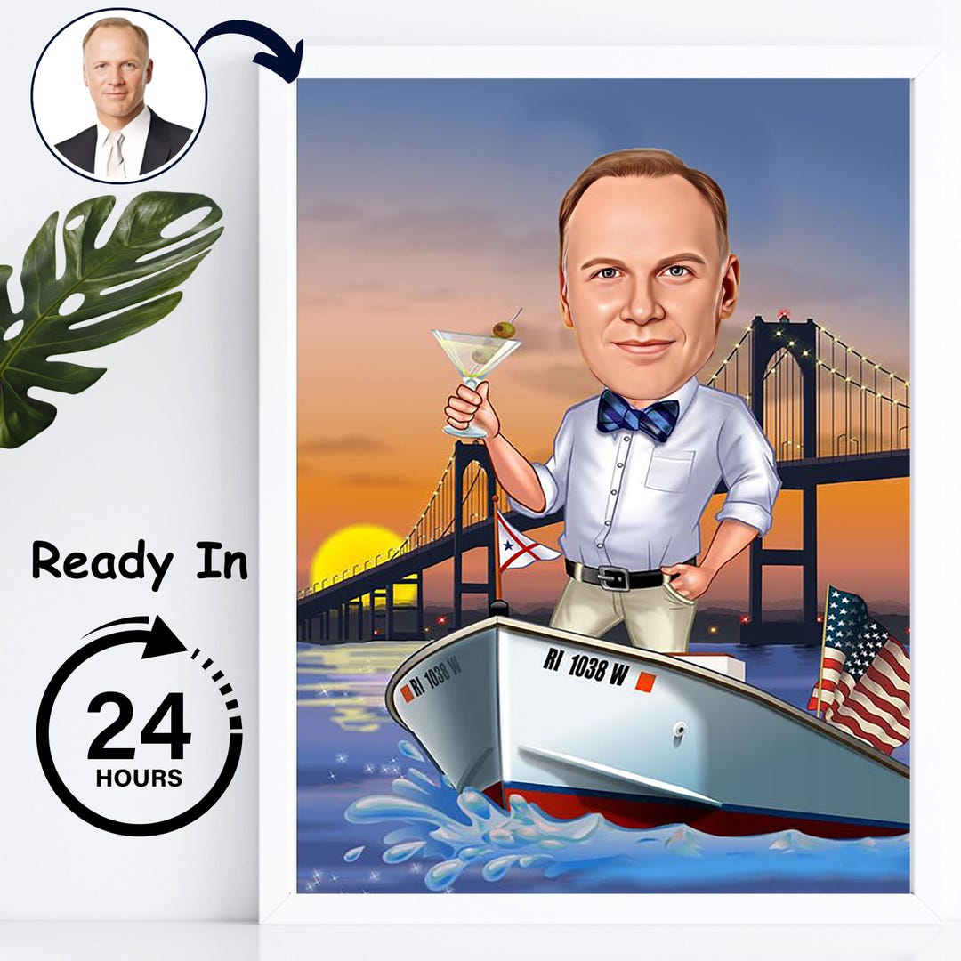 Personalized Cruise Caricature: Retirement Gift for Seaman Dad (digital ...