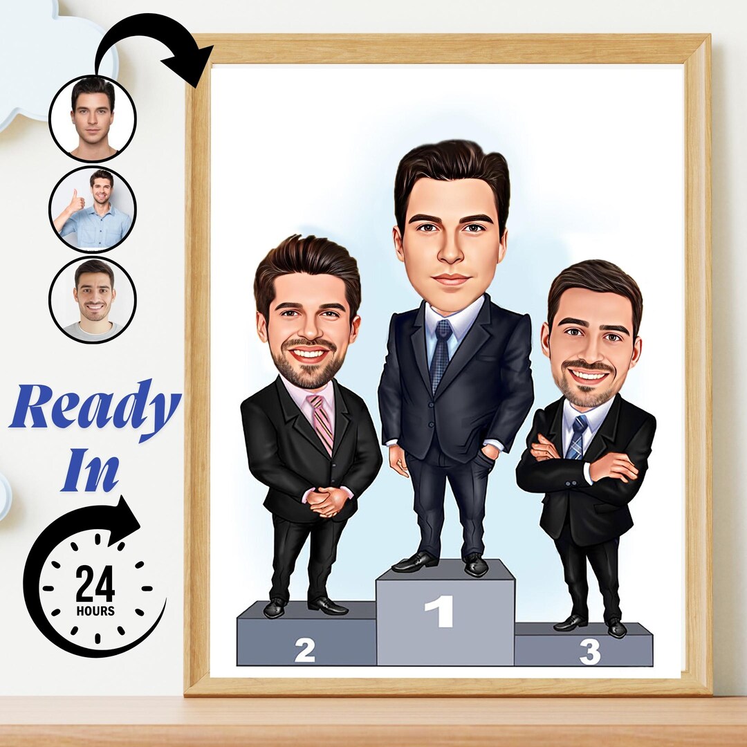 Custom Boss and Employees Cartoon Portrait From Photo – Personalized ...