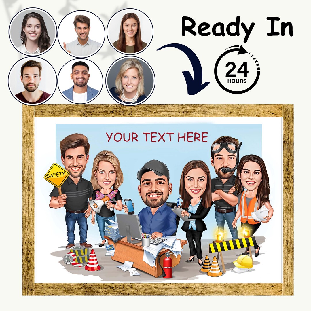 Custom Company Caricature Employee Team Cartoon From Photo Boss Gift ...