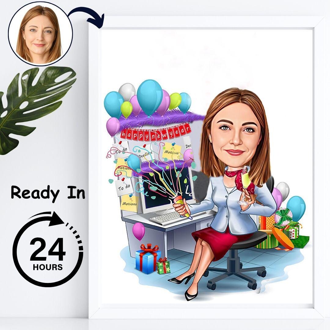 Custom Female Boss Cartoon From Photo Employee Funny Caricature Wall ...