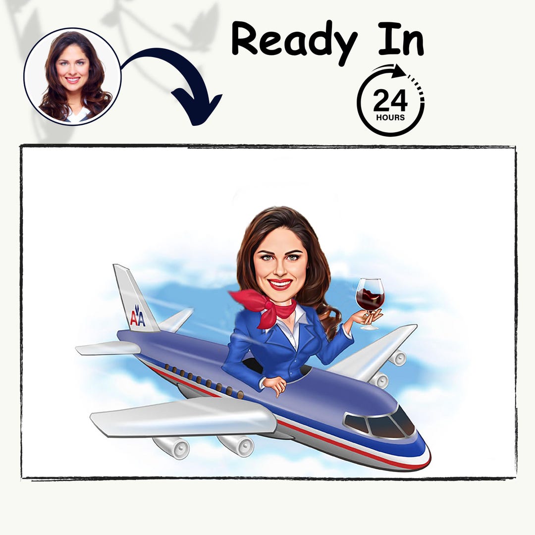 Custom Air Hostess Caricature | Cabin Crew Cartoon | Unique Aviation ...