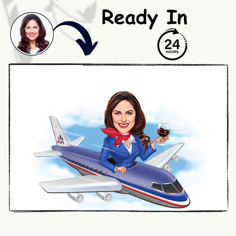 Custom Air Hostess Caricature | Cabin Crew Cartoon | Unique Aviation ...