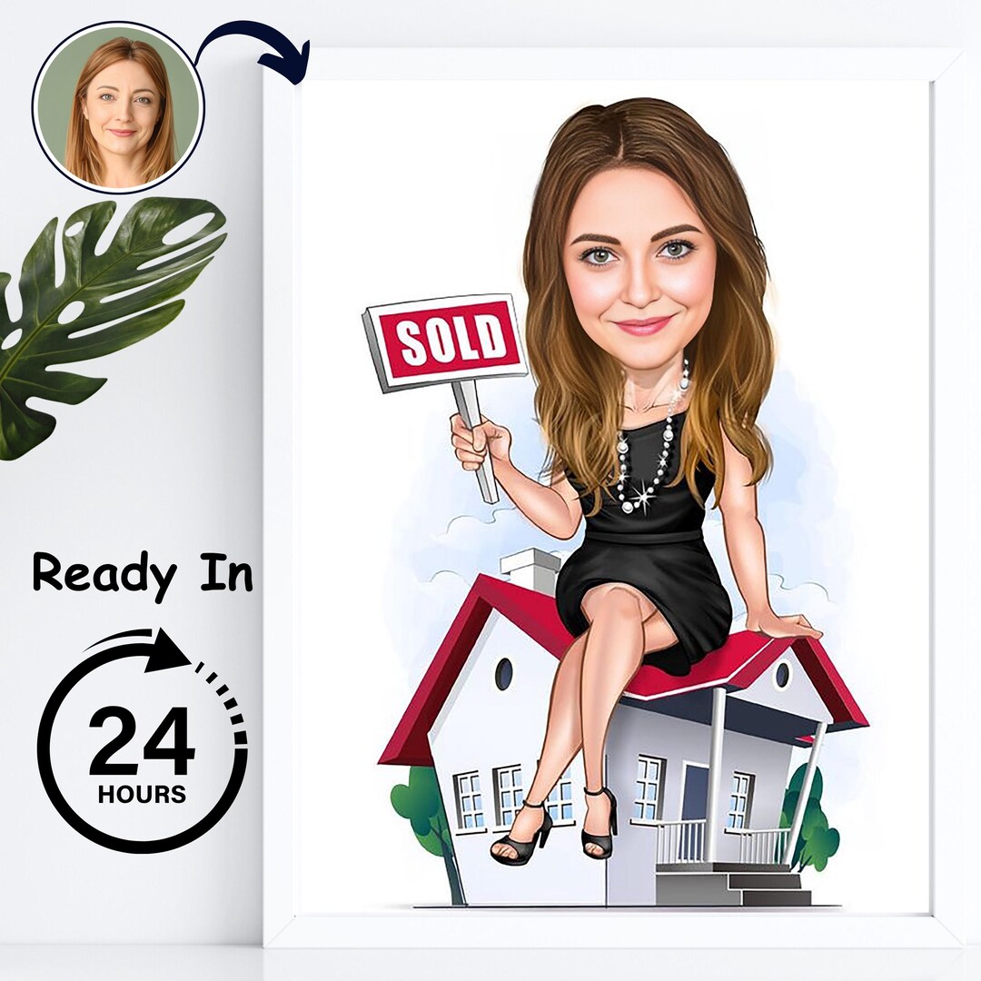 Female Realtor Cartoon From Photo | Wall Art Gifts for Women| Custom ...