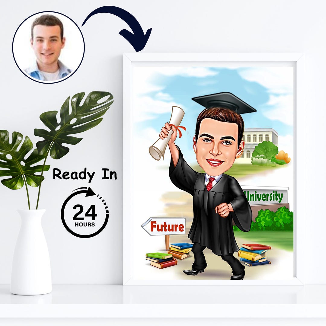 Graduation Caricature Graduation Cartoon From Photo Graduation Gifts ...