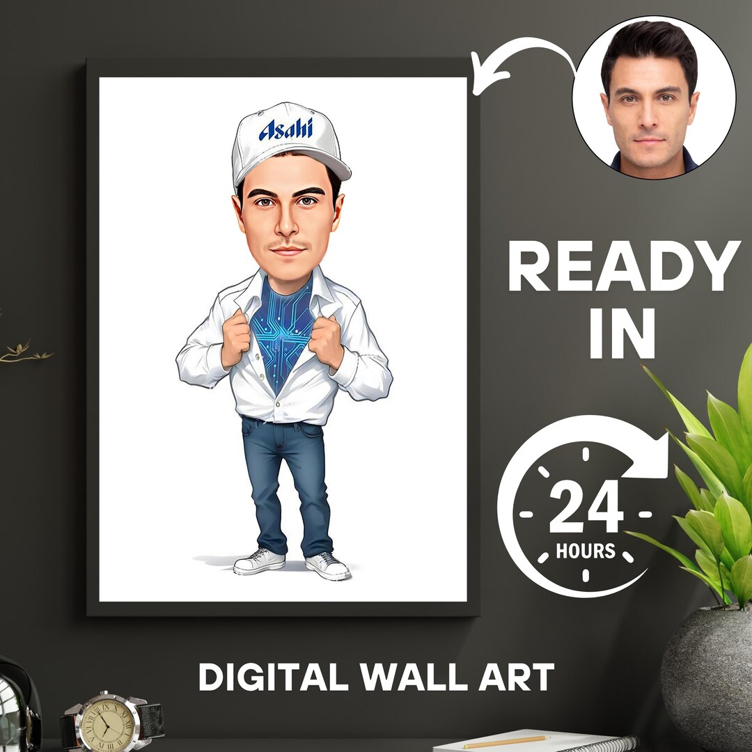 Personalized IT Expert Caricature: Custom Tech Professional Portrait ...