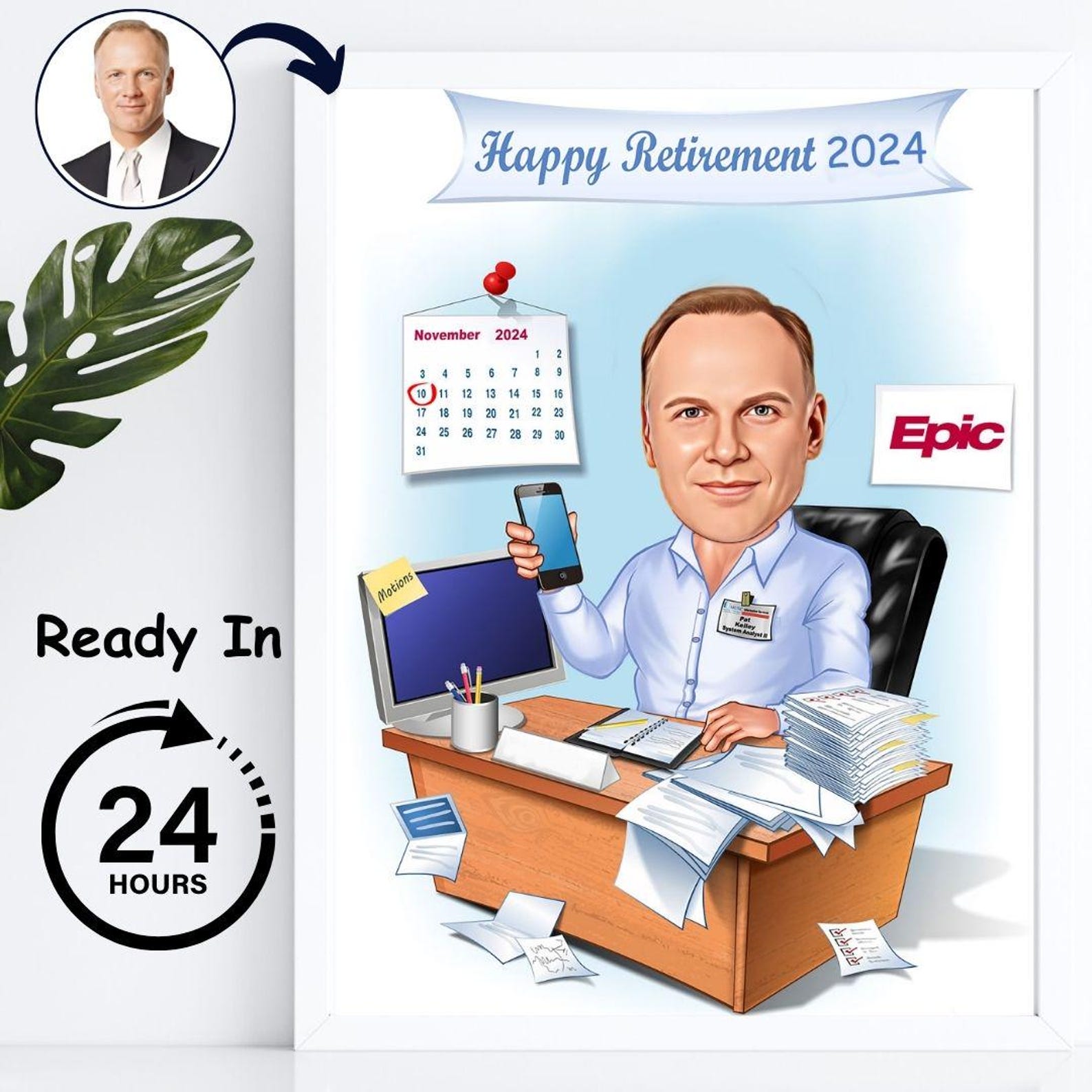 Happy Retirement Cartoon From Photo Retiree Wall Art Gift for Him ...