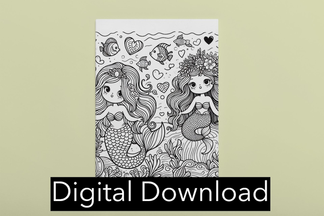 Mermaid Coloring Pages | Printable Ocean Fantasy Art | Digital Download ...