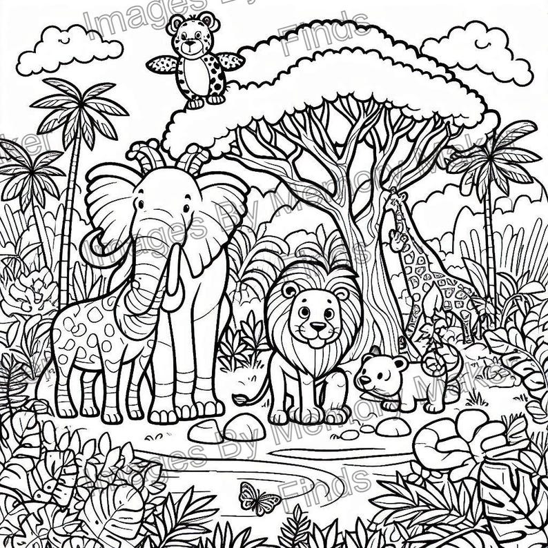 Wild Safari and Jungle Adventure Coloring Bundle – Digital Download for ...