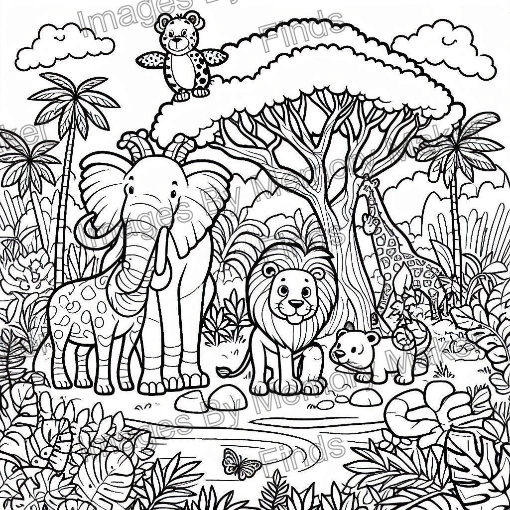 Wild Safari and Jungle Adventure Coloring Bundle – Digital Download for ...