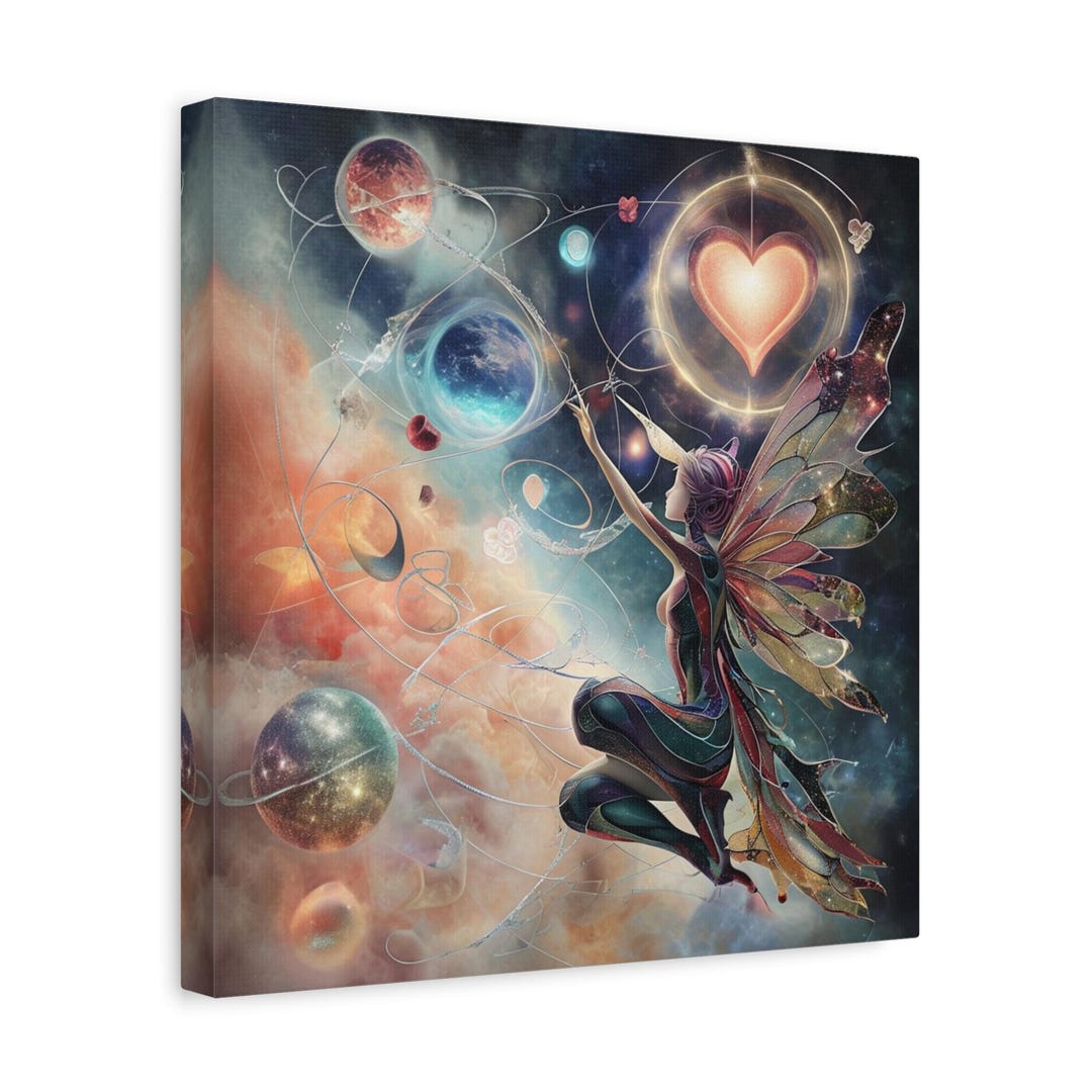 Canvas Print, Fairy Planet Love Wall Art, Matte Stretched 25", Home ...