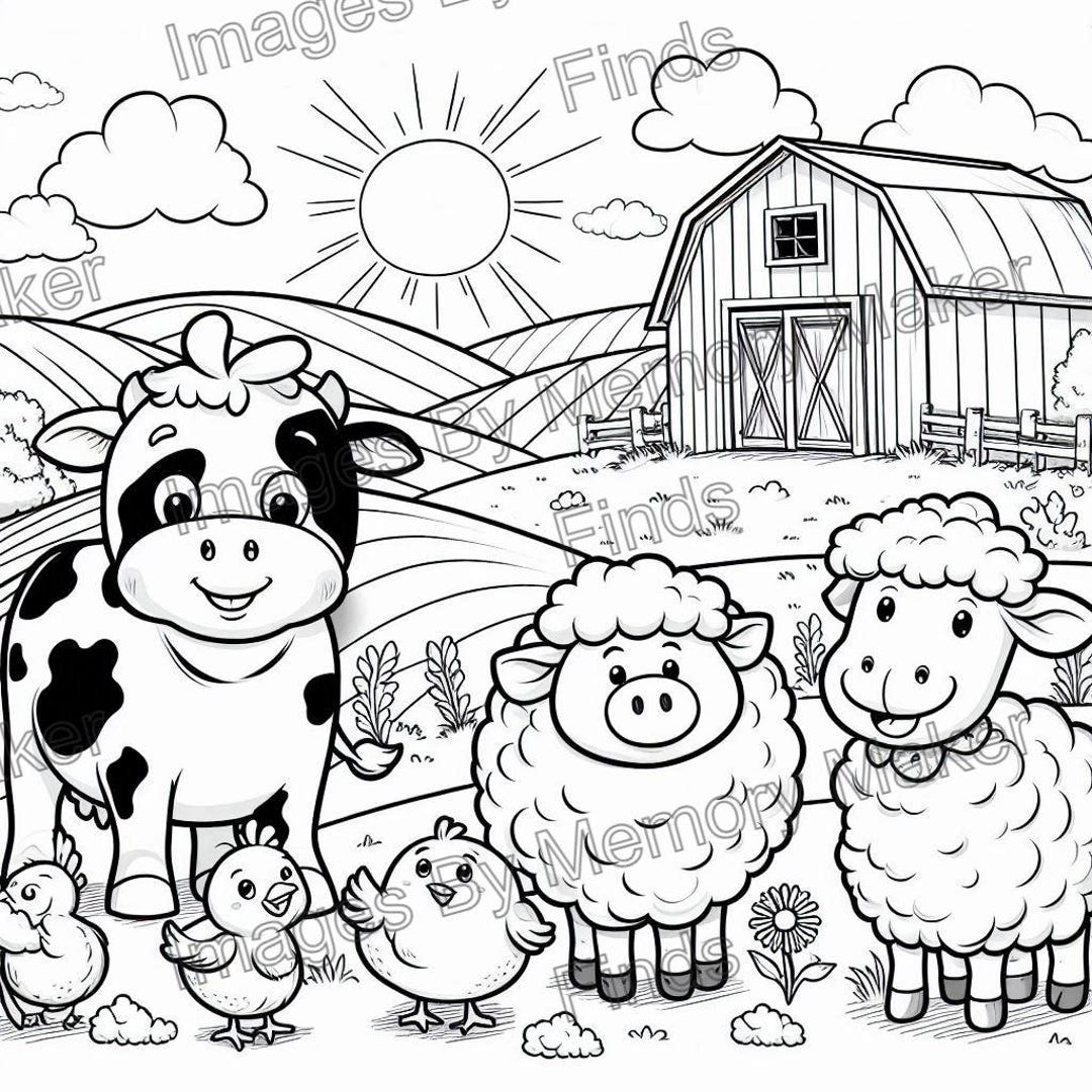 Farm Animals Coloring Pages | Kids Printable Activity (digital Download ...