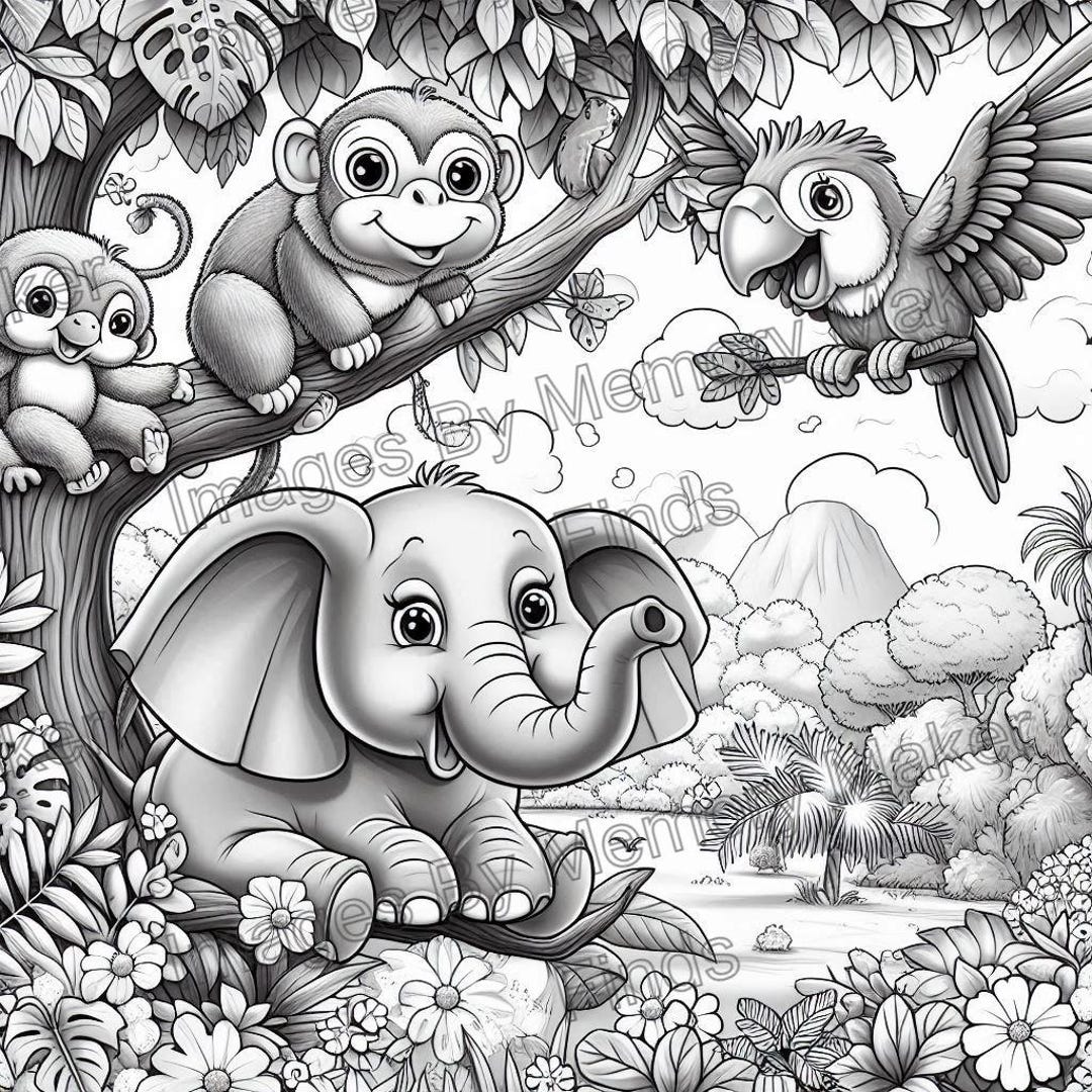 Wild Safari and Jungle Adventure Coloring Bundle – Digital Download for ...