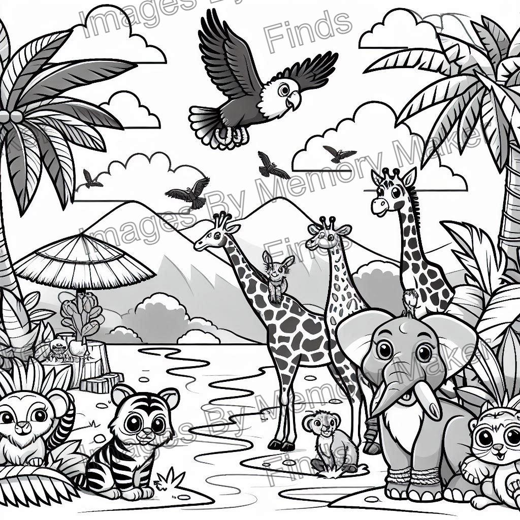 Wild Safari and Jungle Adventure Coloring Bundle – Digital Download for ...