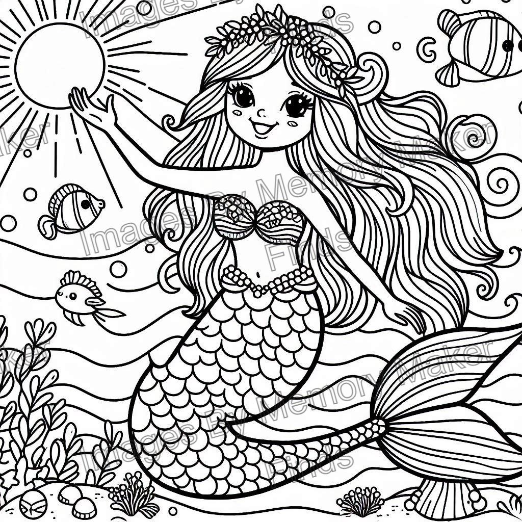 Mermaid Coloring Pages | Printable Ocean Fantasy Art | Digital Download ...