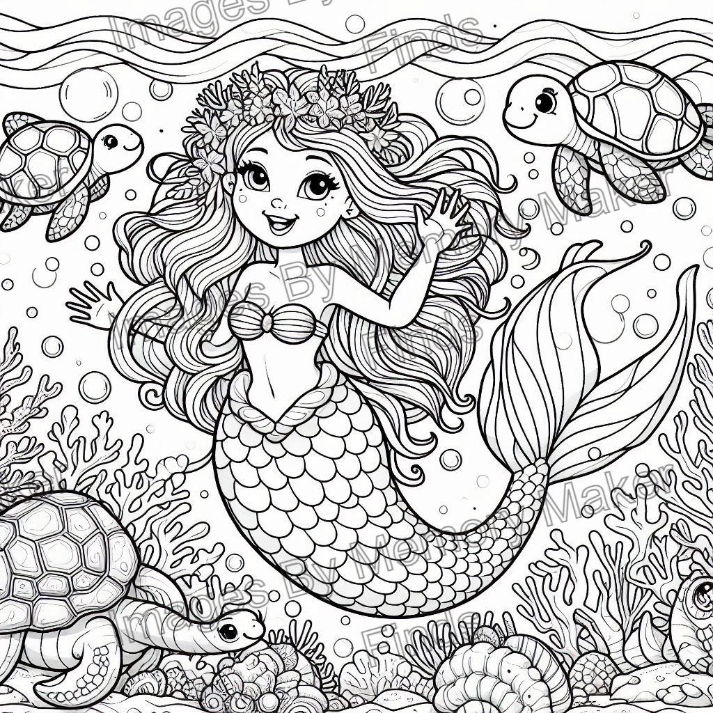 Mermaid Coloring Pages | Printable Ocean Fantasy Art | Digital Download ...