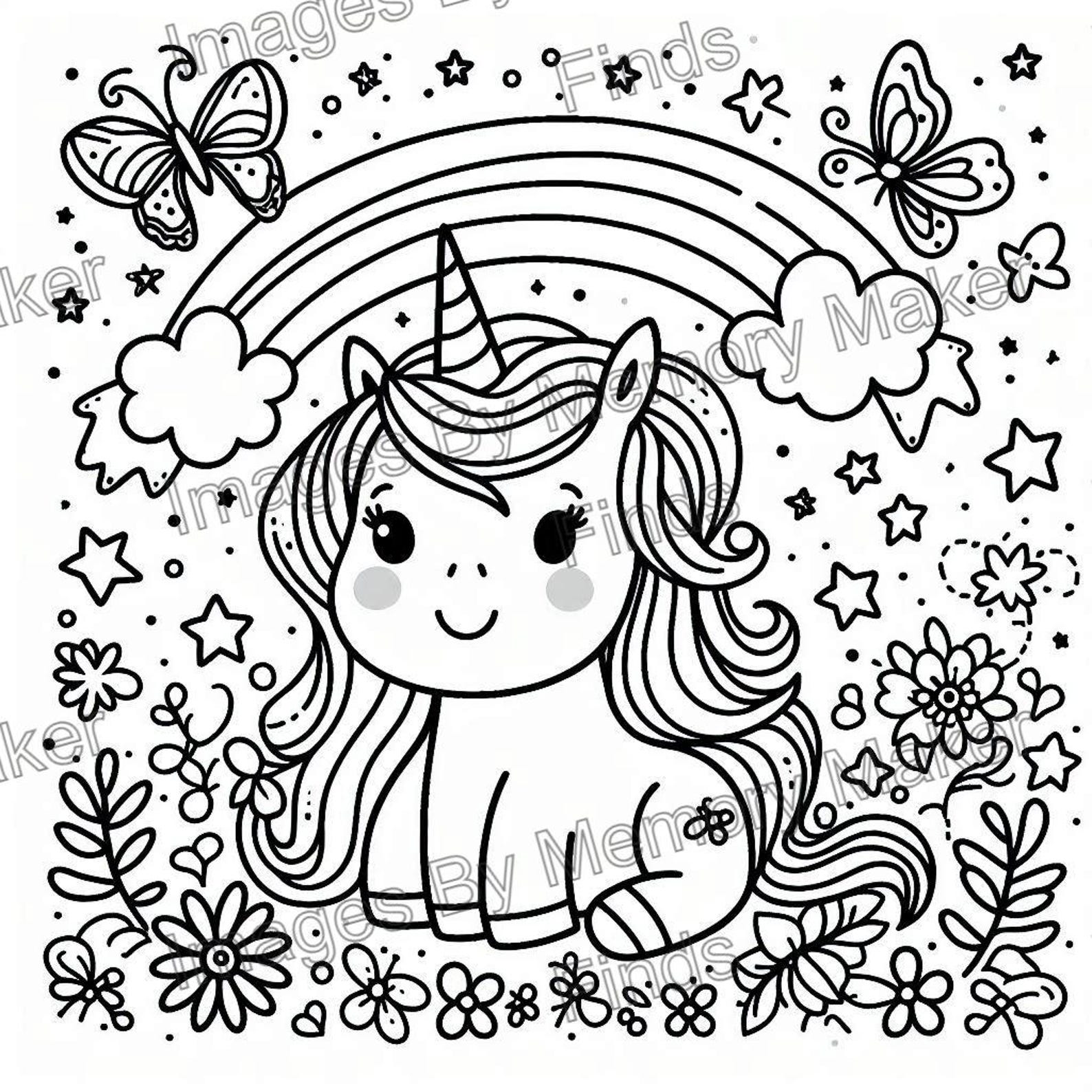 Unicorn-themed Coloring Bundle for Kids | Children's Coloring Book ...