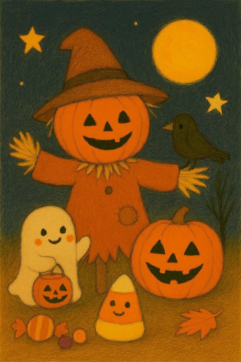 Cute Halloween Wall Art | Ghosts, Cats, Pumpkins & Candy | Instant ...