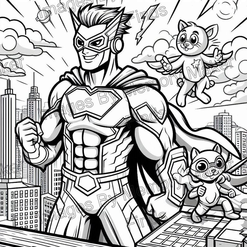 Superhero Power-up – Kids Coloring Bundle for Creative Heroes: Digital ...